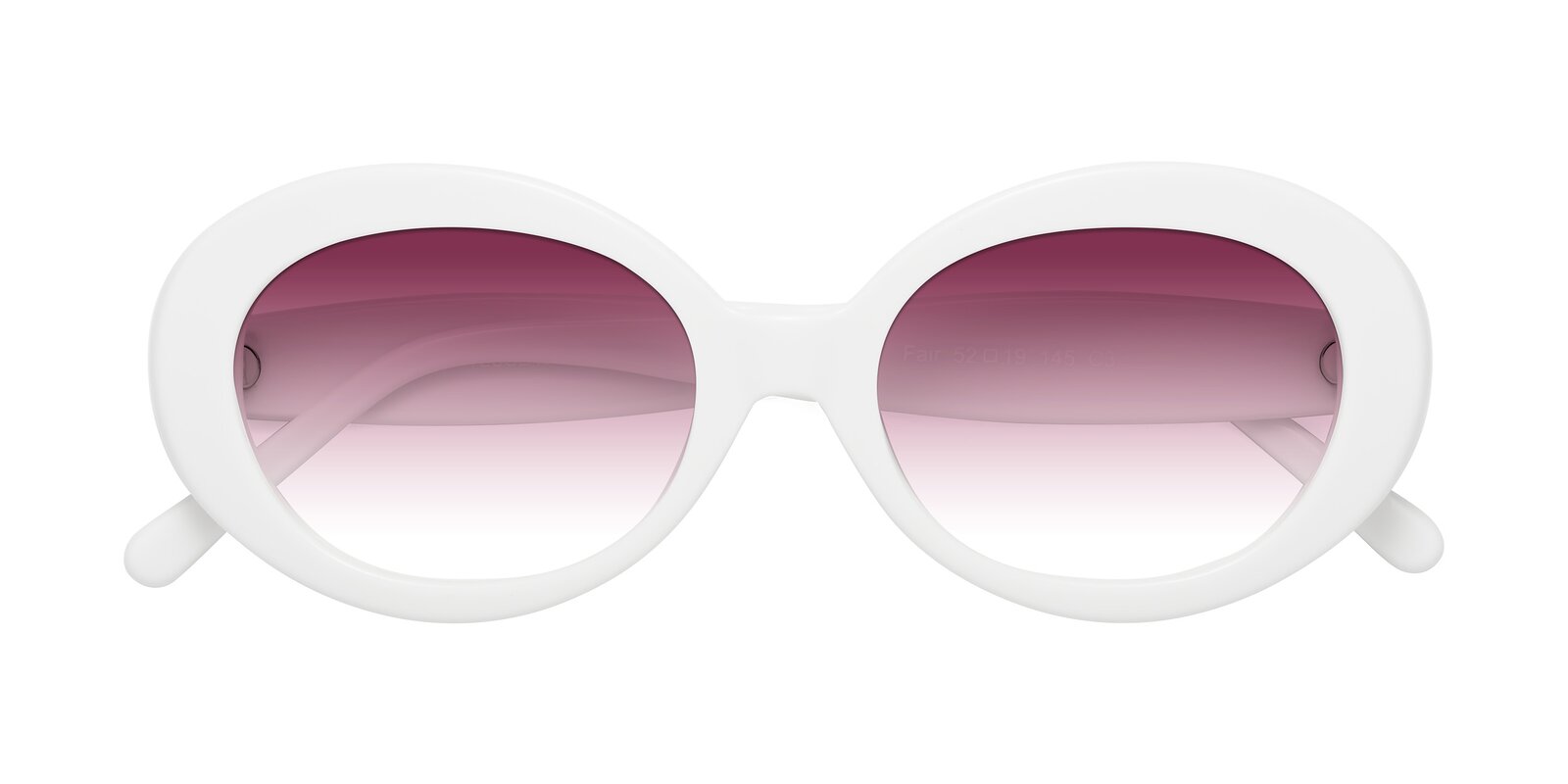 White Hipster Acetate Oval Gradient Sunglasses with Wine Sunwear Lenses ...