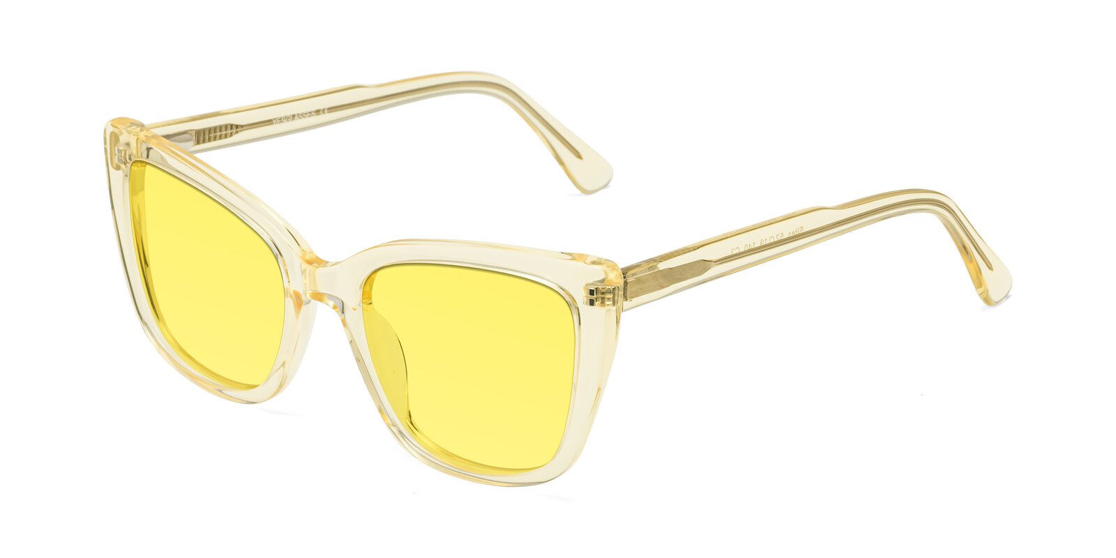 Transparent Yellow Narrow Acetate Cat-Eye Tinted Sunglasses with Medium ...