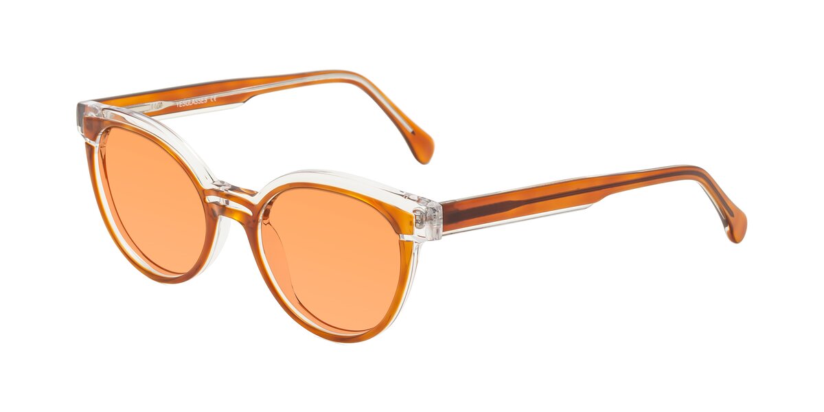 Amber Hipster Acetate Cat-Eye Tinted Sunglasses with Medium Orange ...