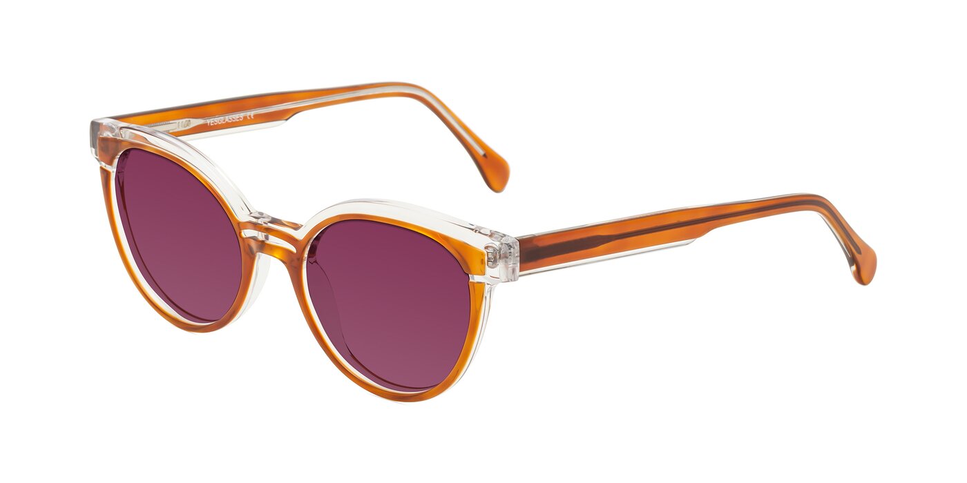Amber Hipster Acetate Cat-Eye Tinted Sunglasses with Wine Sunwear ...