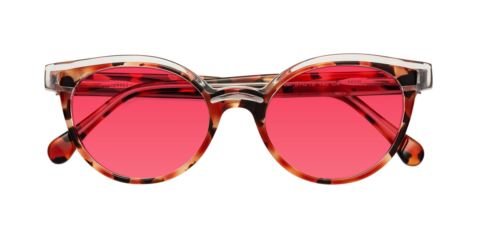 Vermillion Tortoise Hipster Acetate Cat-Eye Tinted Sunglasses with Red ...