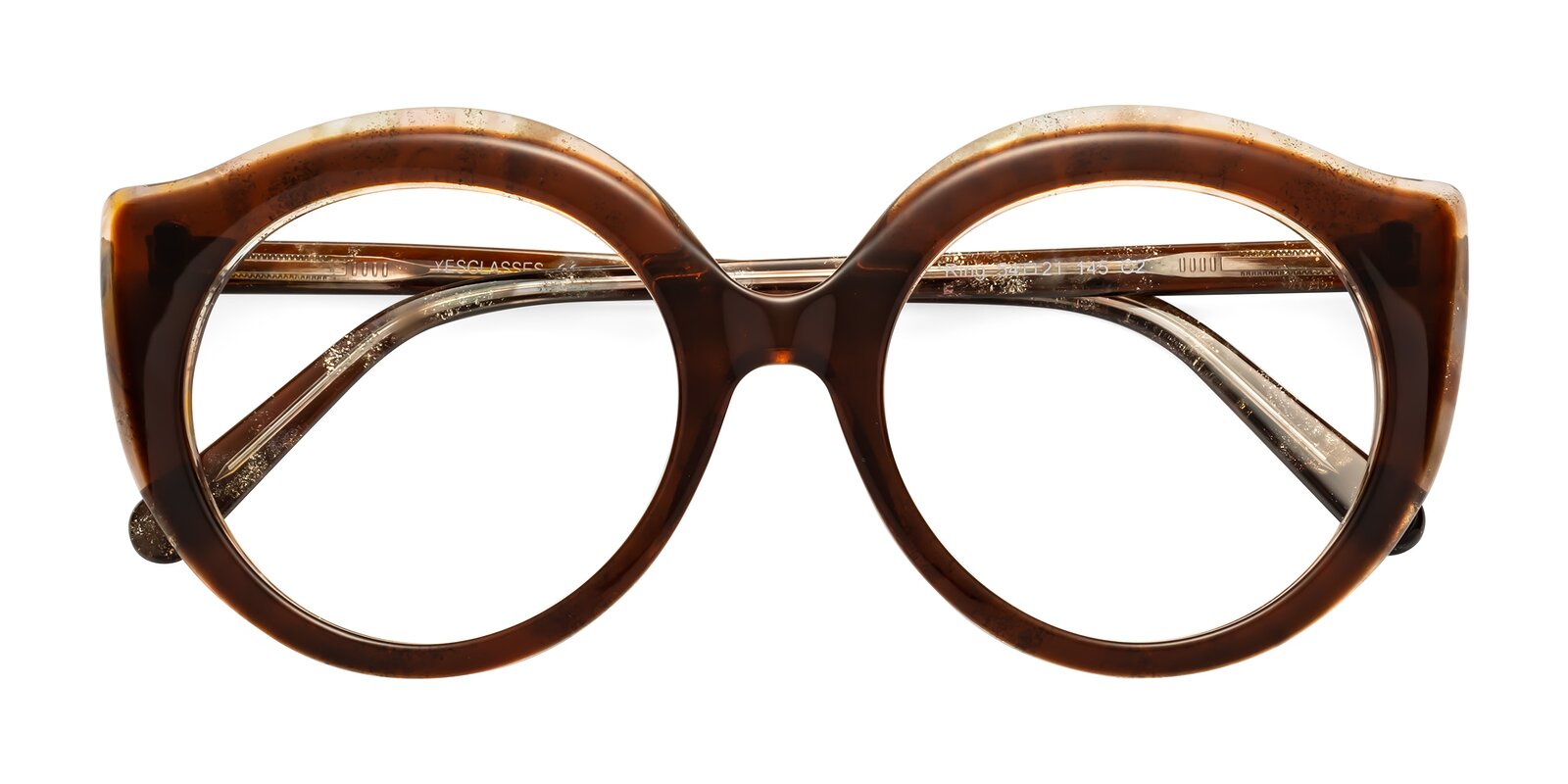 Brown Oversized Acetate Round Eyeglasses - Ring
