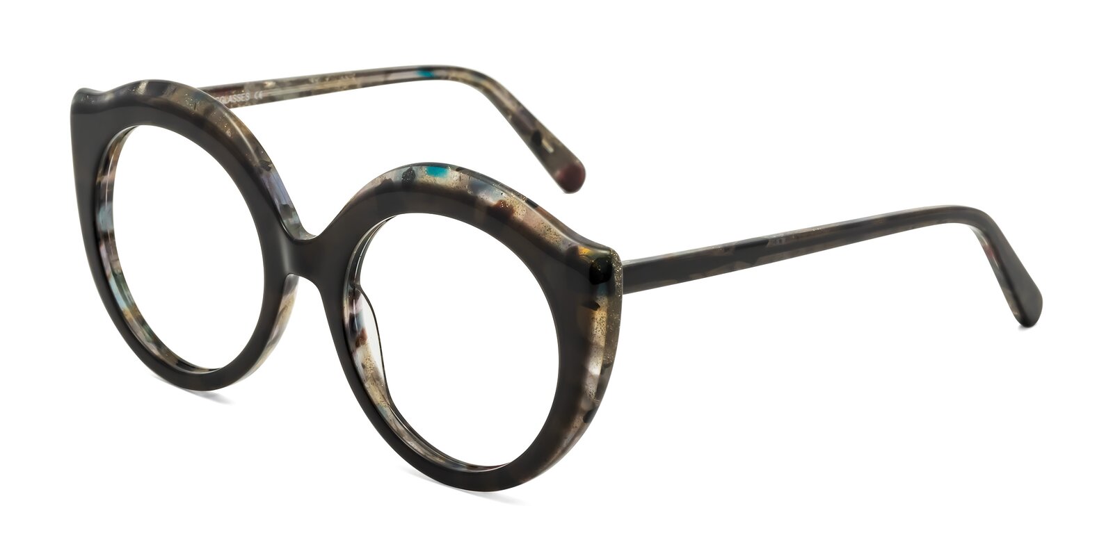 Dark Gray Oversized Acetate Round Eyeglasses - Ring