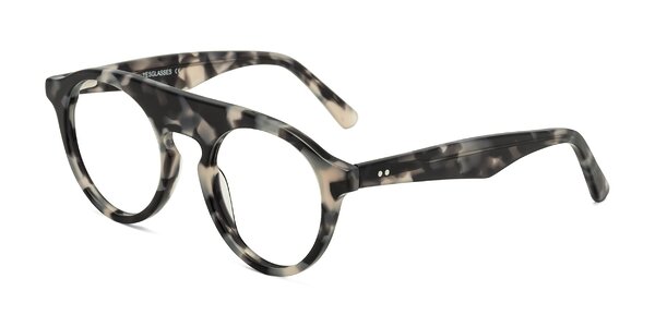 Ivory Tortoise Browline Hipster Round Eyeglasses - Band