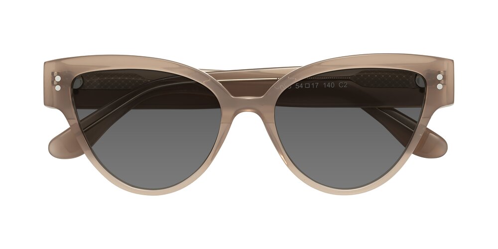 Taupe Retro-Vintage Acetate Cat-Eye Tinted Sunglasses with Medium Gray ...