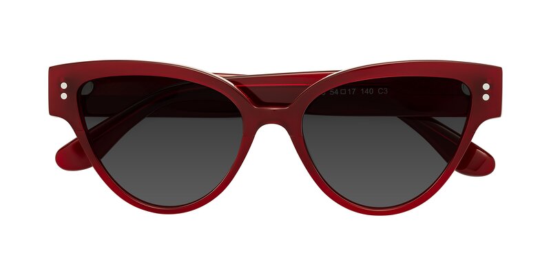 Wine Retro-Vintage Acetate Cat-Eye Tinted Sunglasses with Gray Sunwear ...