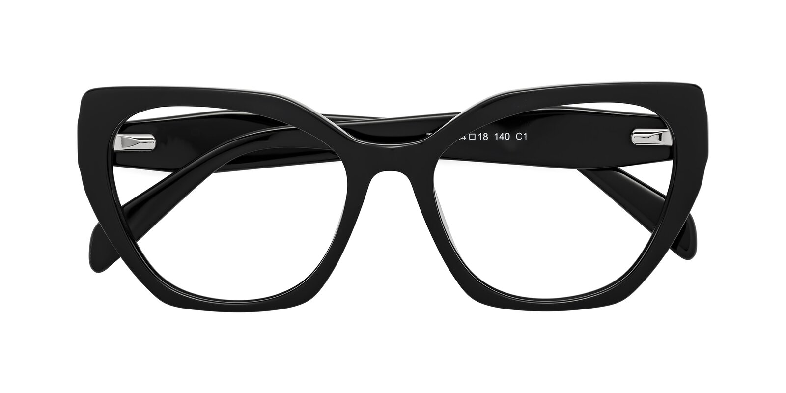 Black Hipster Cat-Eye Geometric Eyeglasses - Tilton