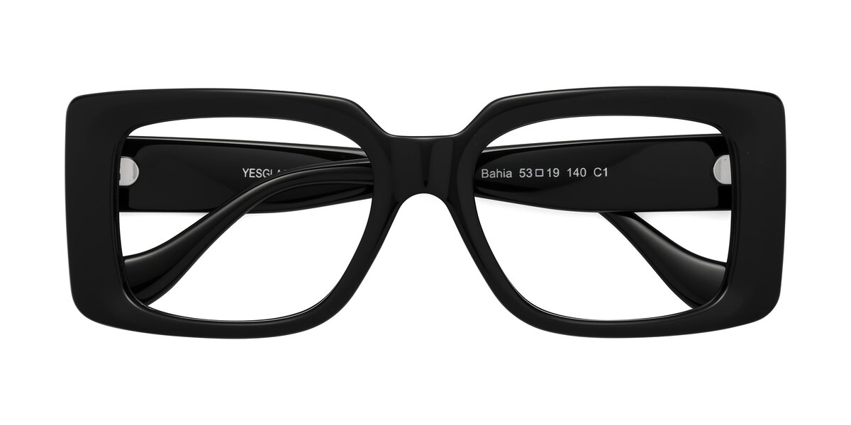 Black Thick Oversized Square Eyeglasses - Bahia