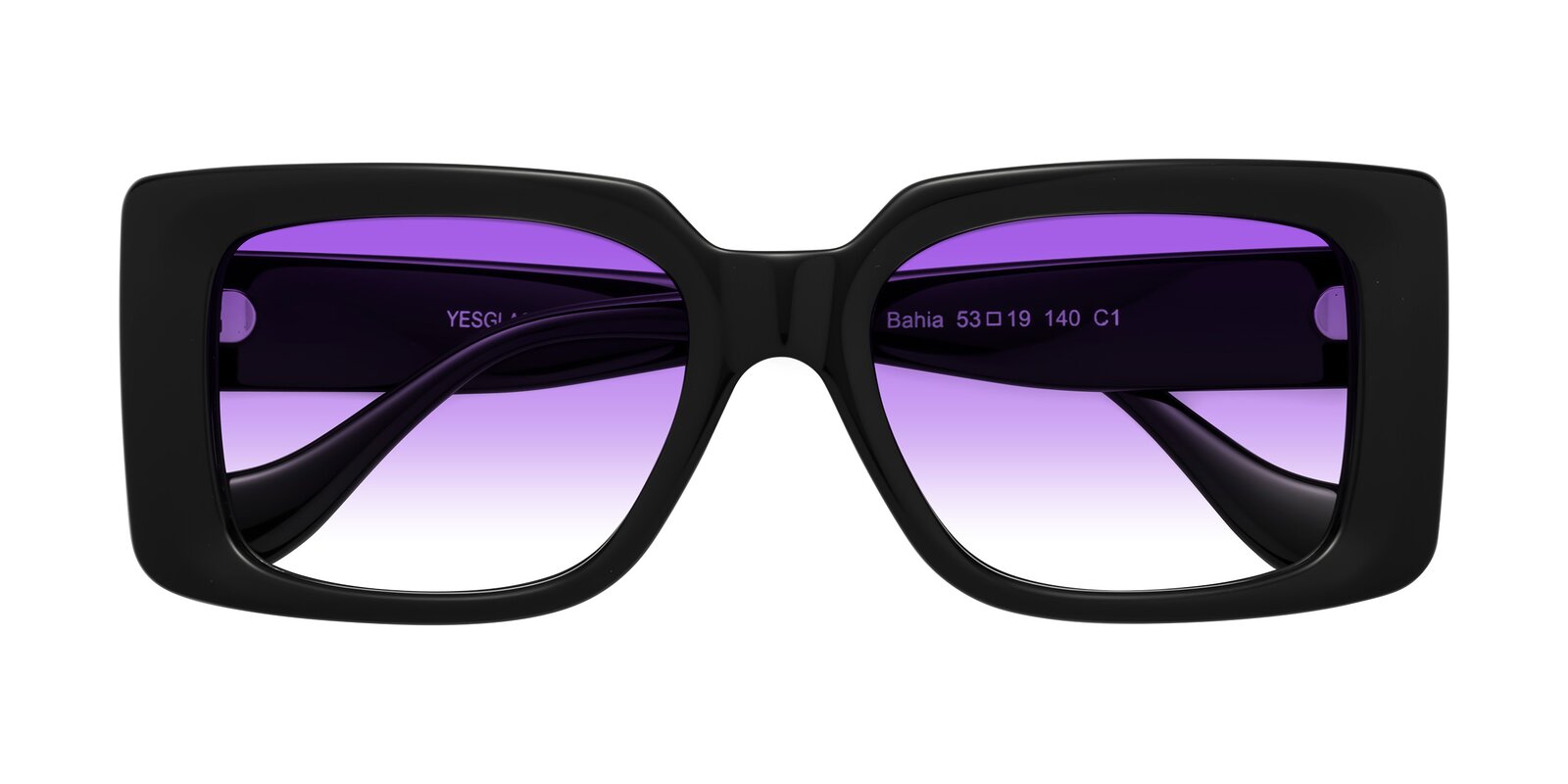 Black Thick Oversized Square Gradient Sunglasses with Purple Sunwear ...