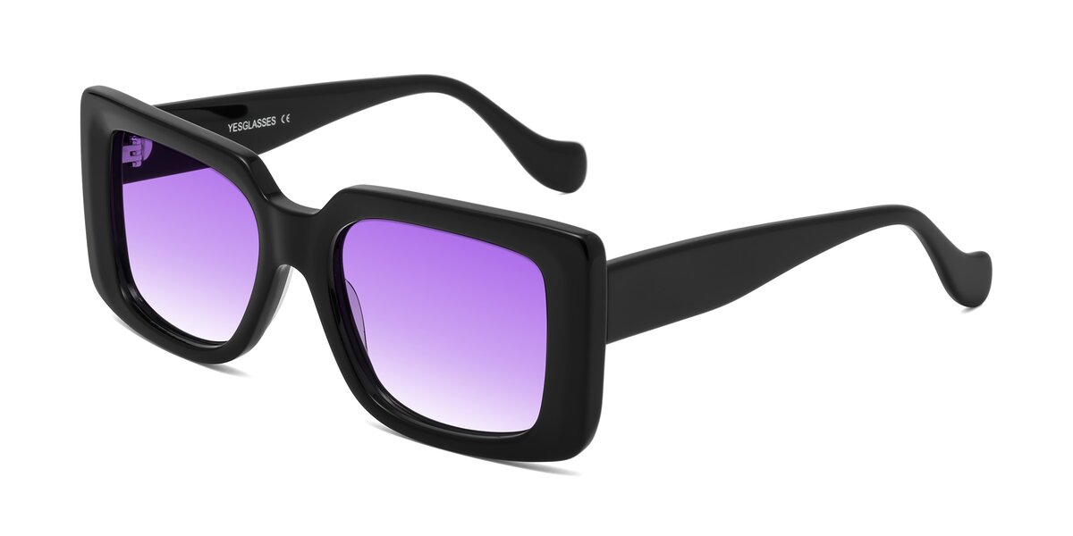 Black Thick Oversized Square Gradient Sunglasses with Purple Sunwear ...