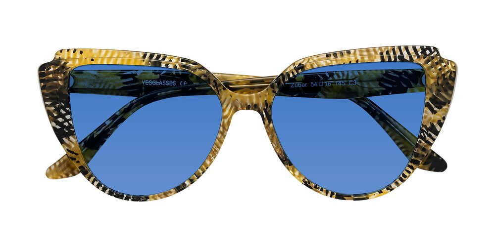 Yellow Snake Print Geek-Chic Acetate Butterfly Tinted Sunglasses with ...