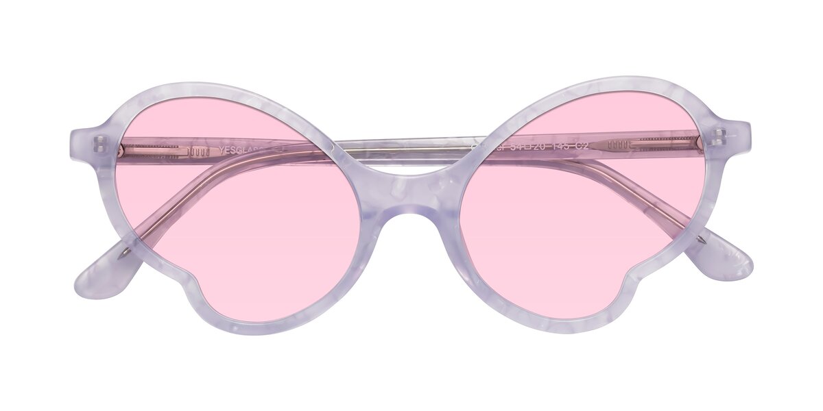 Light Lavender Floral Geek-Chic Geometric Butterfly Tinted Sunglasses ...