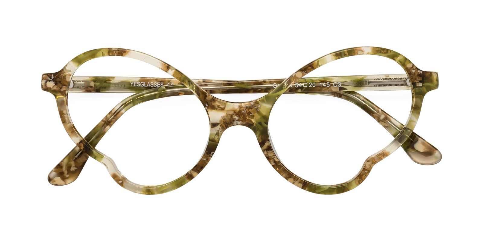 Green Floral Geek-Chic Geometric Butterfly Eyeglasses - Gabriel