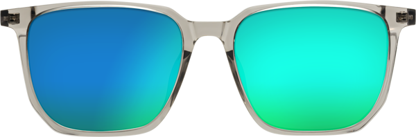 Translucent Gray Classic TR90 Trapezoid Mirrored Sunglasses with Green ...