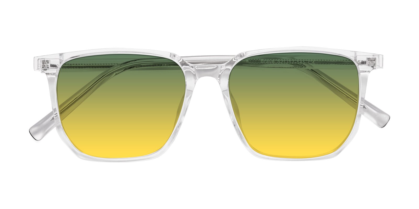 Clear Classic TR90 Trapezoid Gradient Sunglasses with Green / Yellow ...