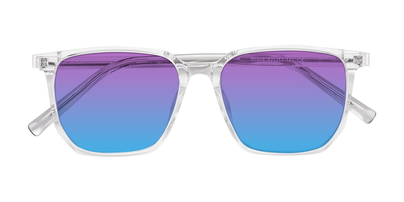 Clear Classic TR90 Trapezoid Gradient Sunglasses with Purple / Blue ...