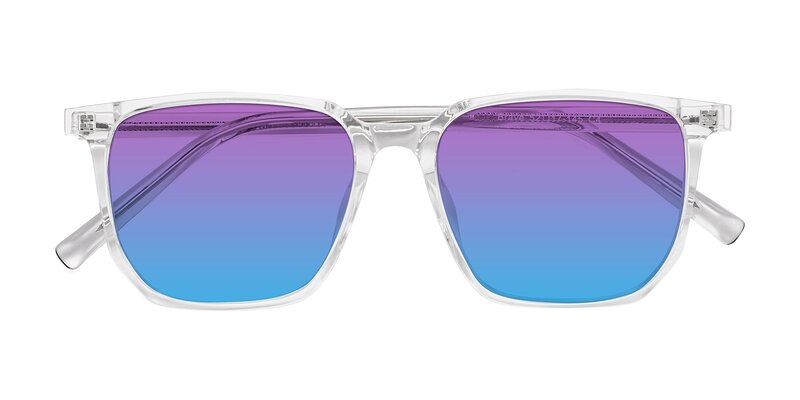 Clear Classic TR90 Trapezoid Gradient Sunglasses with Purple / Blue ...