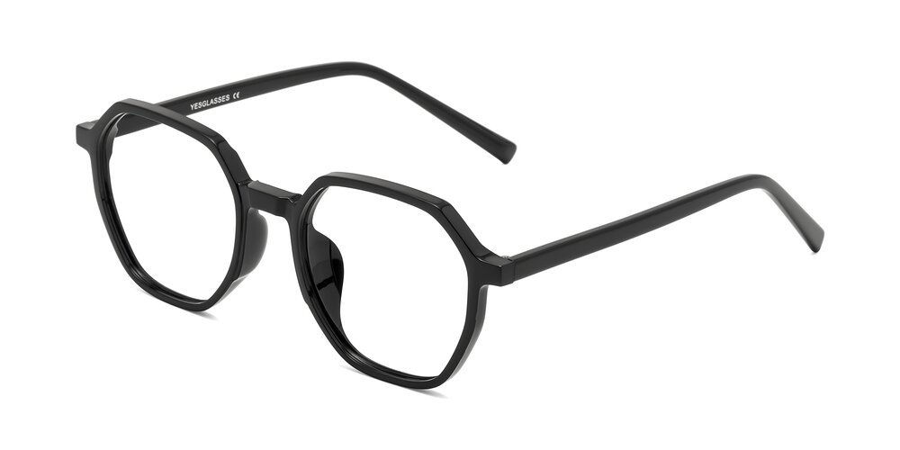 Black Hipster Low Bridge Fit Geometric Eyeglasses - Doll