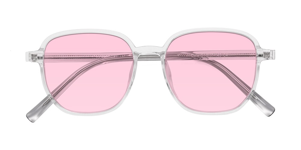 Clear Low Bridge Fit Lightweight TR90 Tinted Sunglasses with Light Pink ...