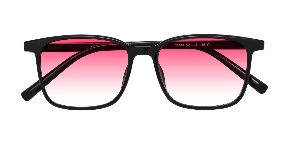 Black Classic TR90 Rectangle Gradient Sunglasses with Pink Sunwear ...