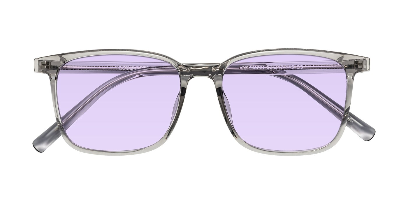Translucent Gray Classic TR90 Rectangle Tinted Sunglasses with Light ...