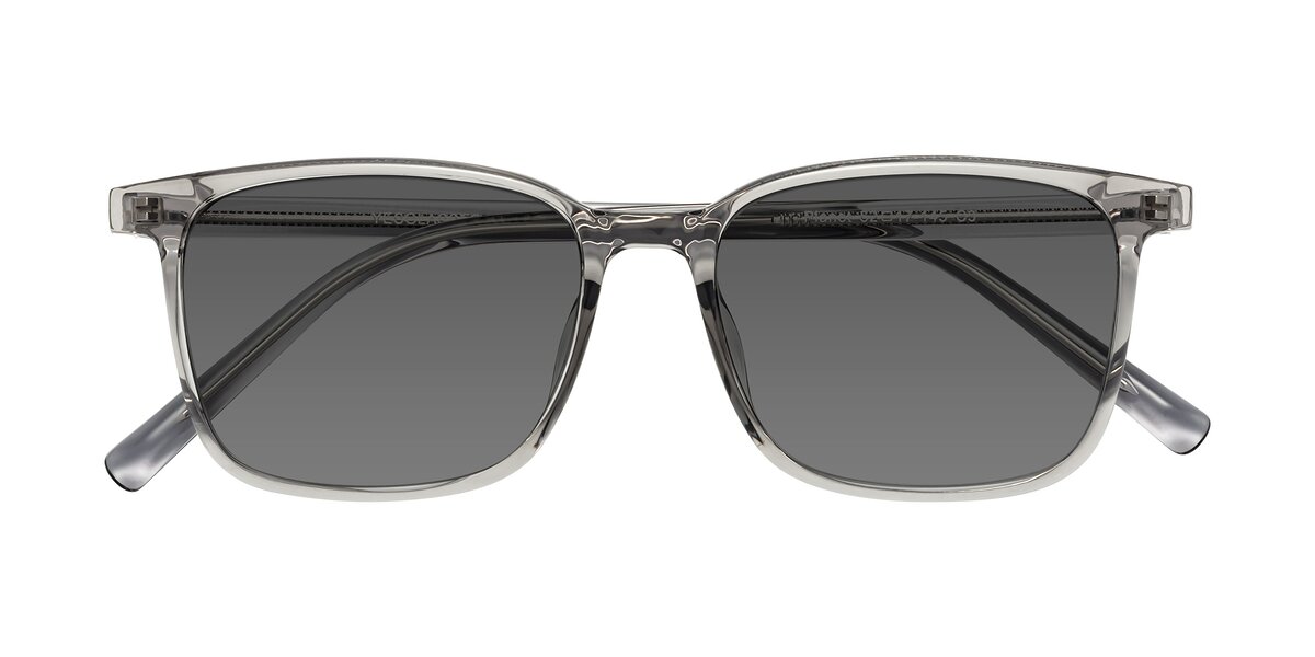 Translucent Gray Classic TR90 Rectangle Tinted Sunglasses with Medium ...