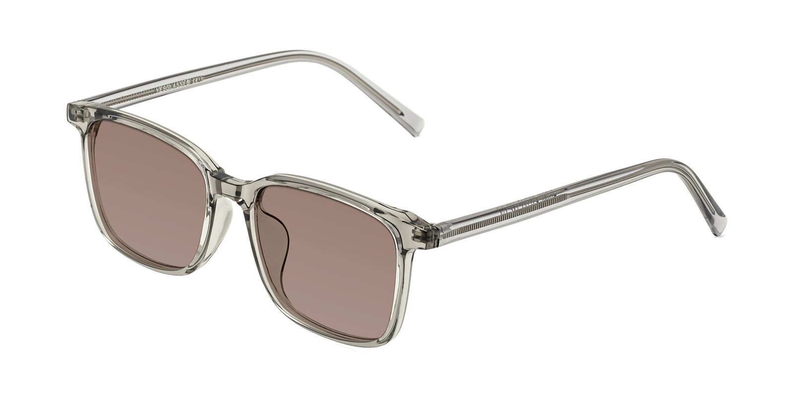 Translucent Gray Classic TR90 Rectangle Tinted Sunglasses with Medium ...