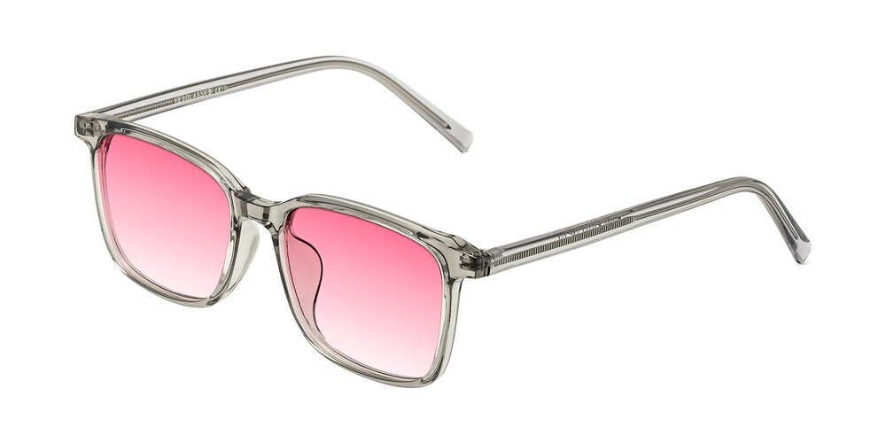 Translucent Gray Classic TR90 Rectangle Gradient Sunglasses with Pink ...