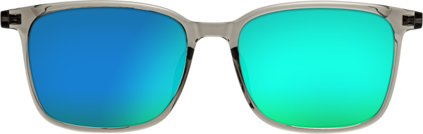 Translucent Gray Classic TR90 Rectangle Mirrored Sunglasses with Green ...