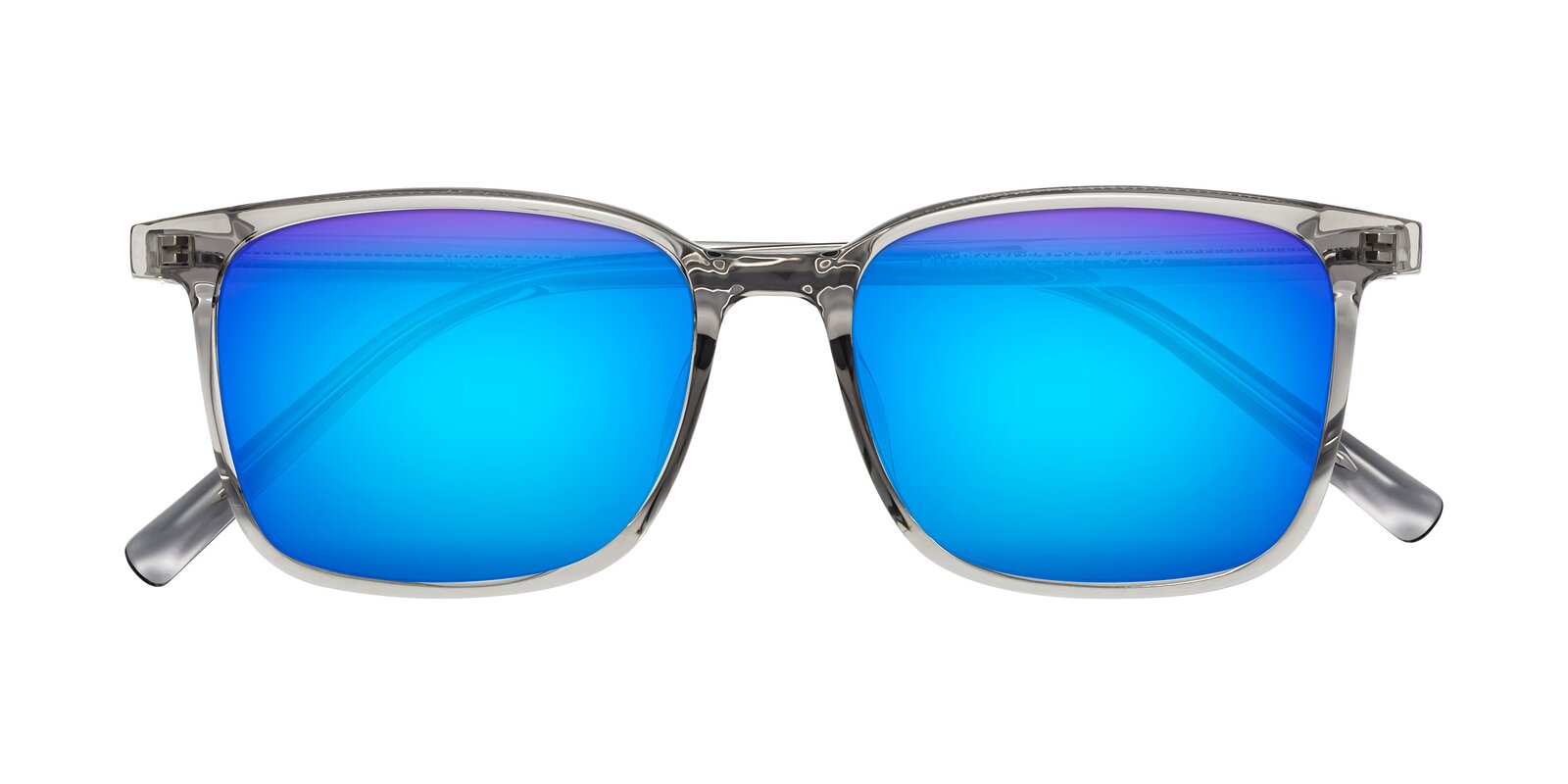 Translucent Gray Classic TR90 Rectangle Mirrored Sunglasses with Blue ...