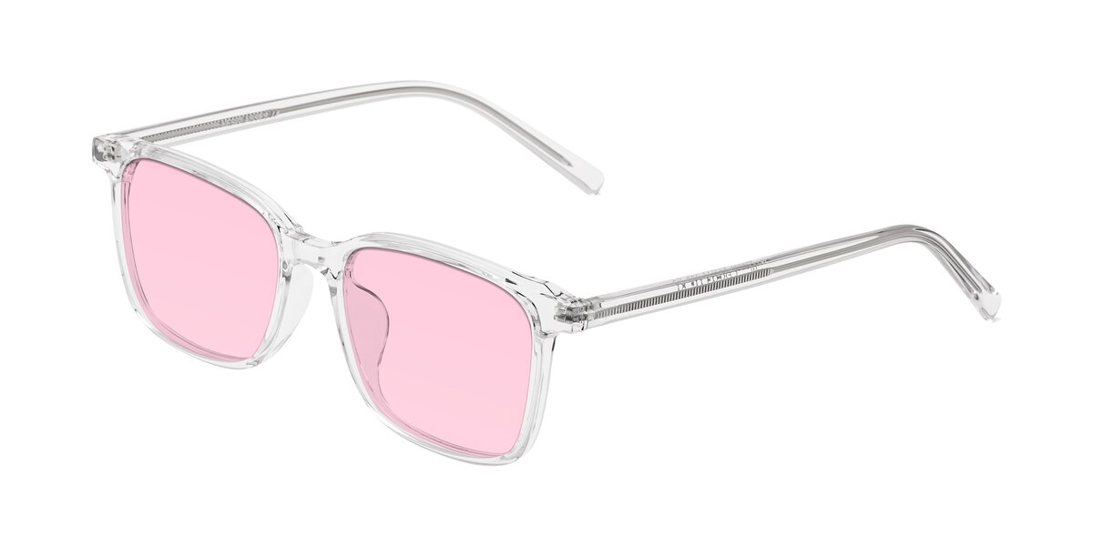 Clear Classic TR90 Rectangle Tinted Sunglasses with Light Pink Sunwear ...