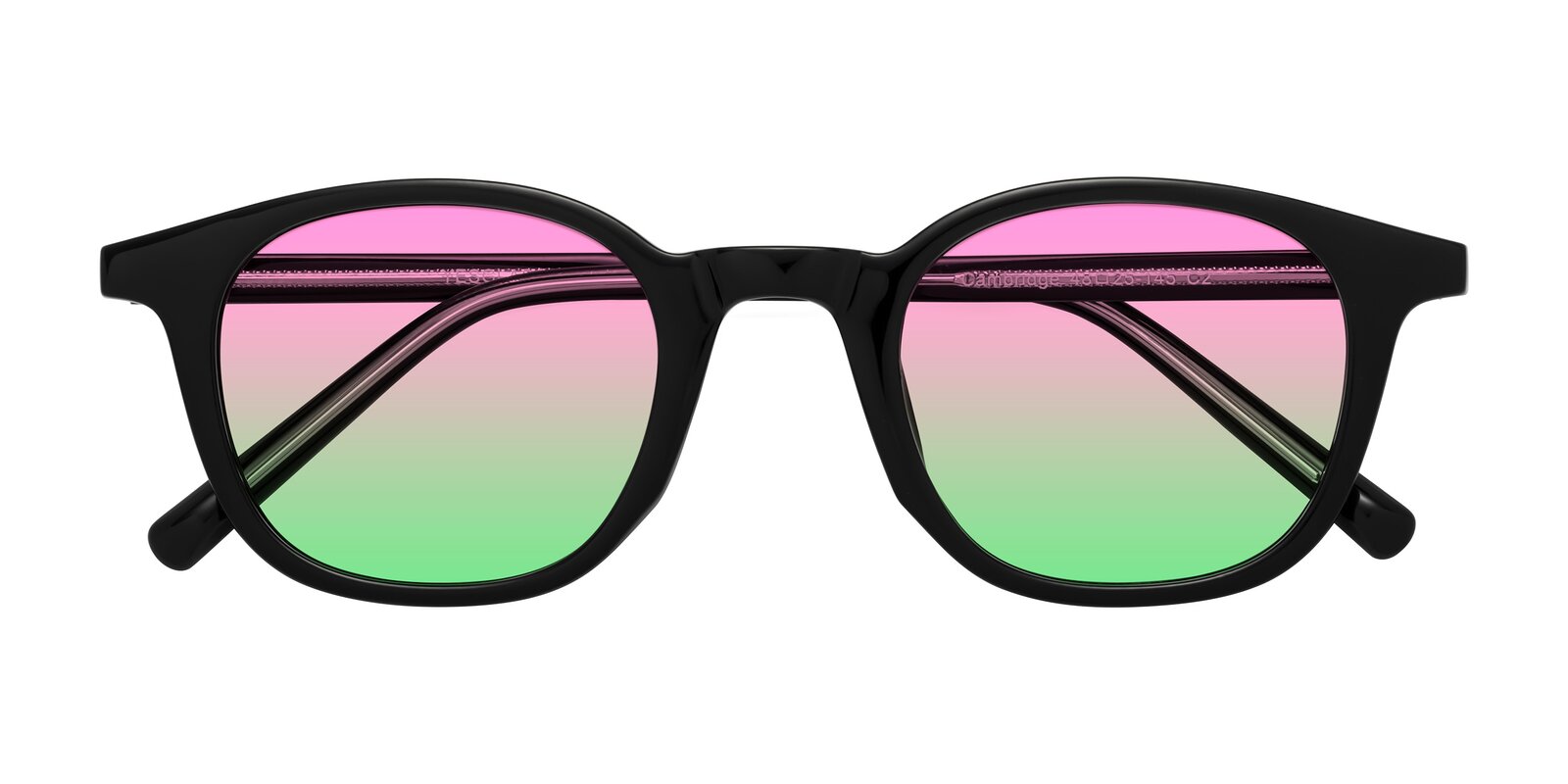 Black Low Bridge Fit TR90 Round Gradient Sunglasses with Pink / Green ...