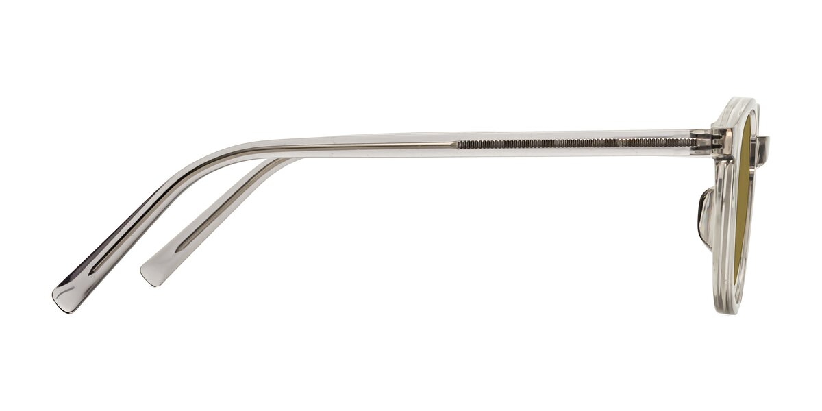 Translucent Gray Low Bridge Fit TR90 Round Polarized Sunglasses with Brown Sunwear Lenses ...