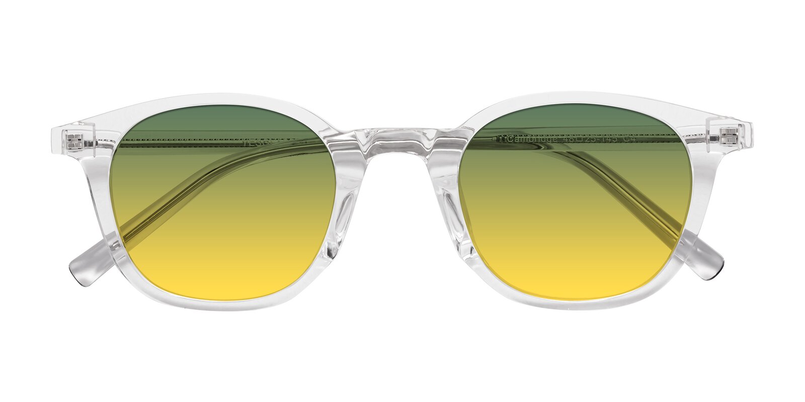 Clear Low Bridge Fit TR90 Round Gradient Sunglasses with Green / Yellow ...