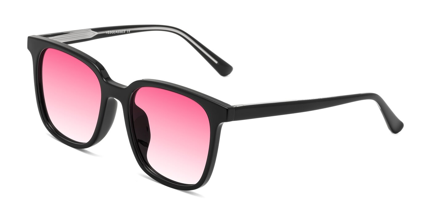Black Oversized TR90 Square Gradient Sunglasses with Pink Sunwear ...