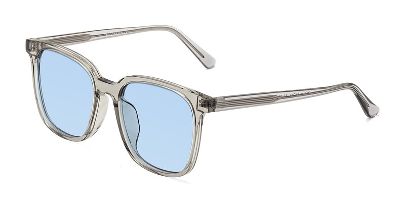 Translucent Gray Oversized TR90 Square Tinted Sunglasses with Light ...