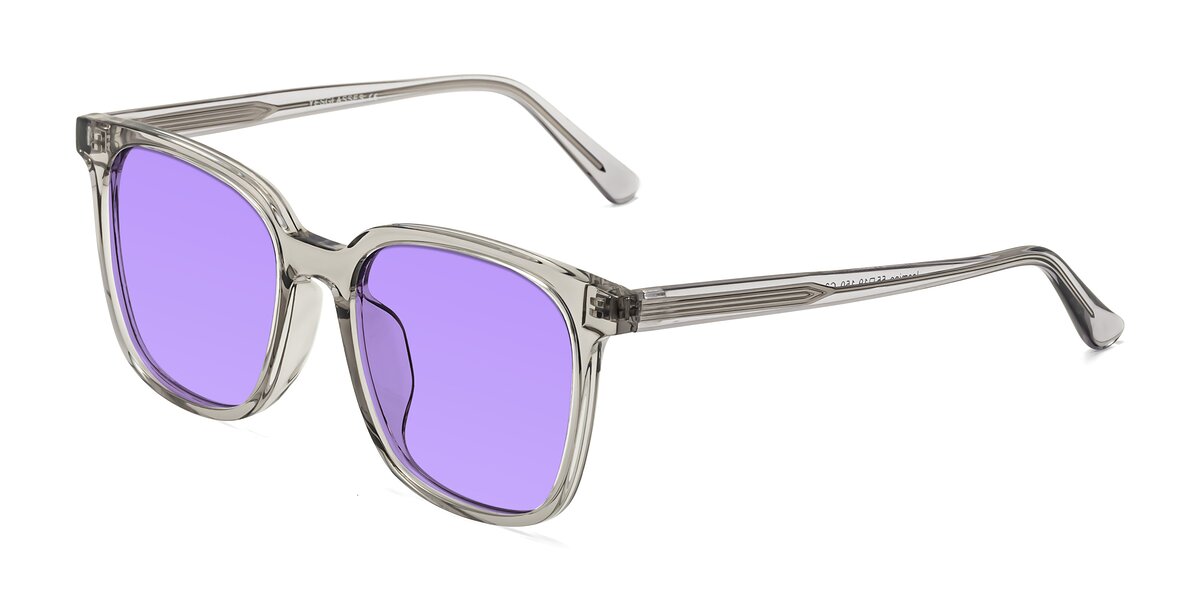 Translucent Gray Oversized TR90 Square Tinted Sunglasses with Medium ...