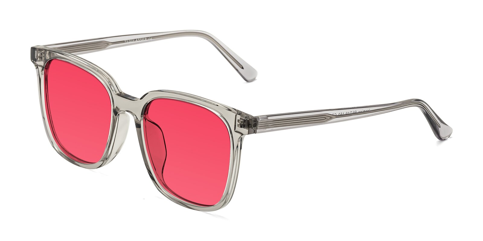 Translucent Gray Oversized TR90 Square Tinted Sunglasses with Red ...