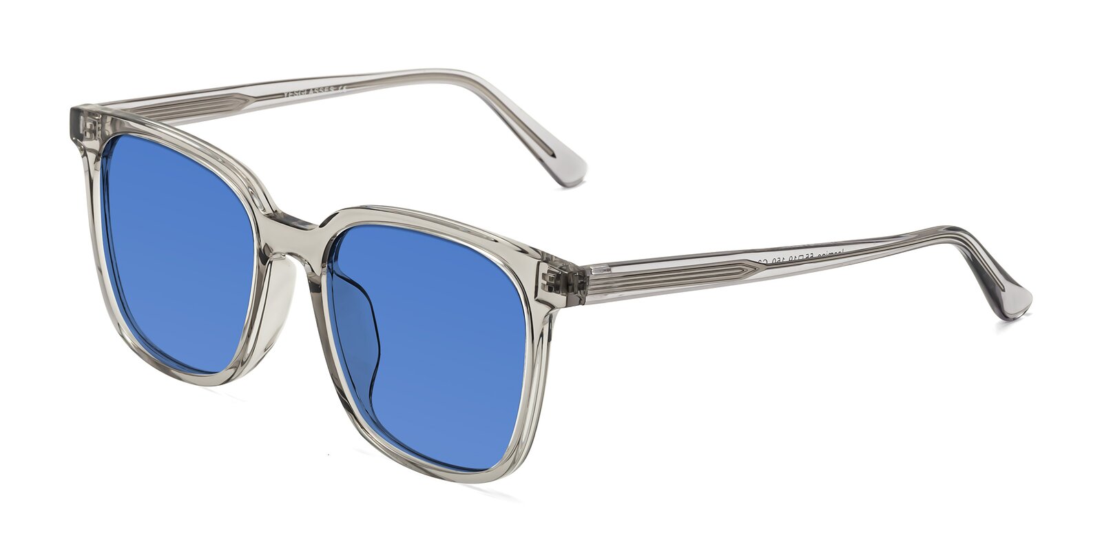 Translucent Gray Oversized TR90 Square Tinted Sunglasses with Blue ...