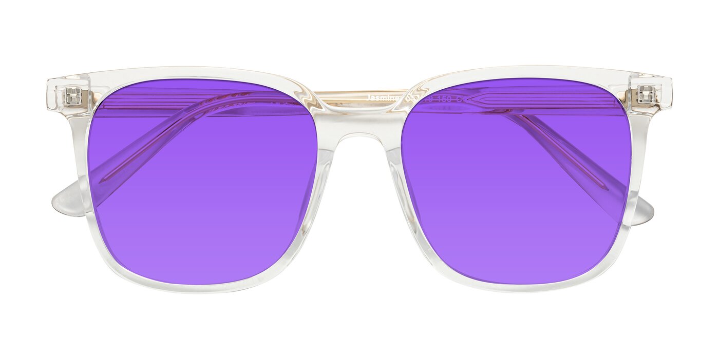 Clear Oversized TR90 Square Tinted Sunglasses with Purple Sunwear ...