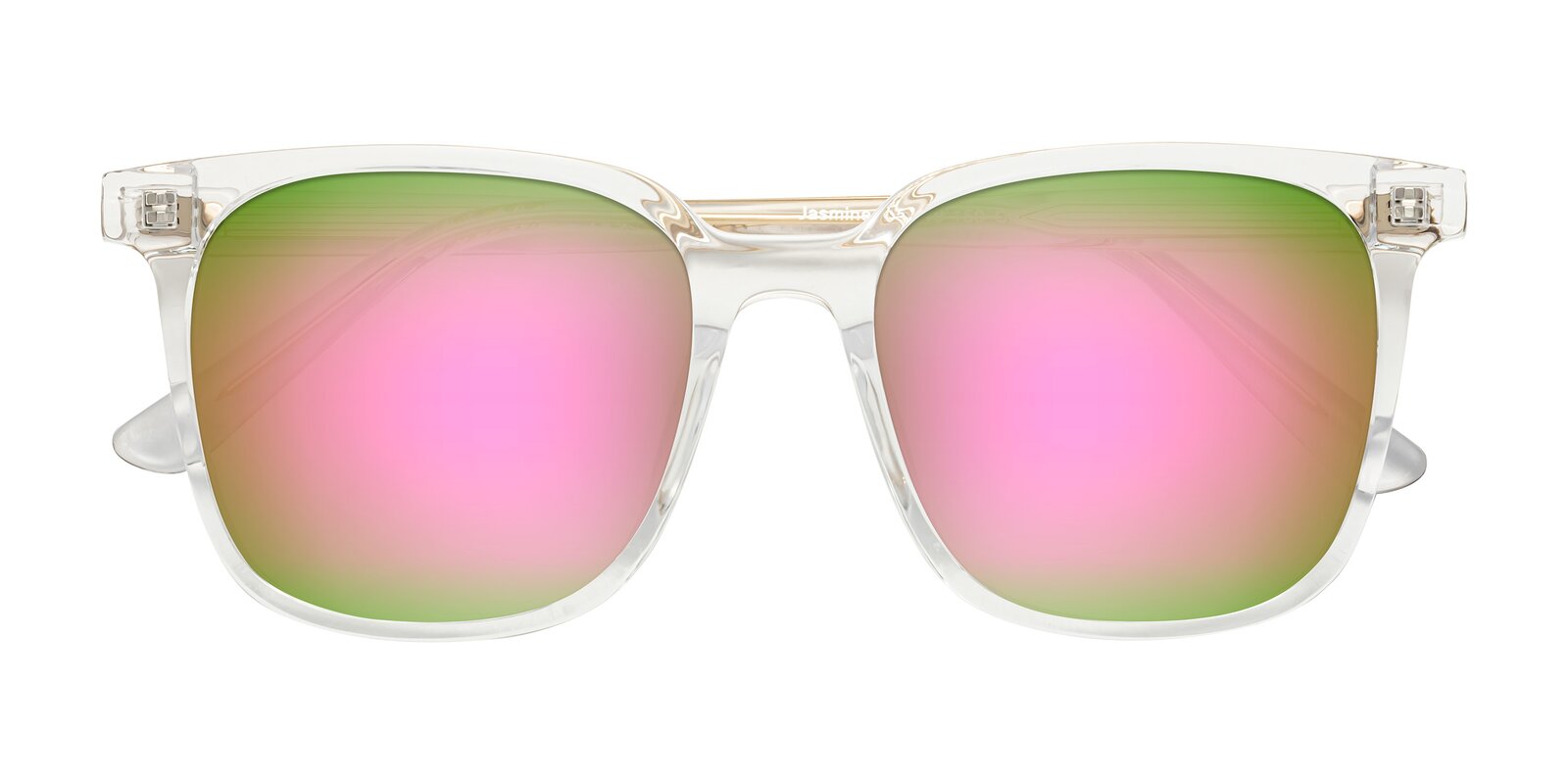 Clear Oversized TR90 Square Mirrored Sunglasses with Pink Sunwear ...