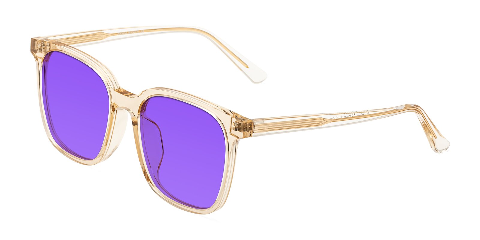 Champagne Oversized TR90 Square Tinted Sunglasses with Purple Sunwear ...