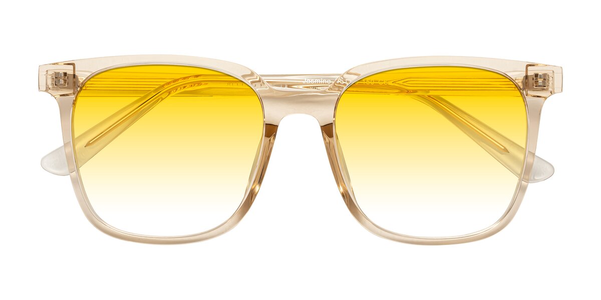 Champagne Oversized TR90 Square Gradient Sunglasses with Yellow Sunwear ...