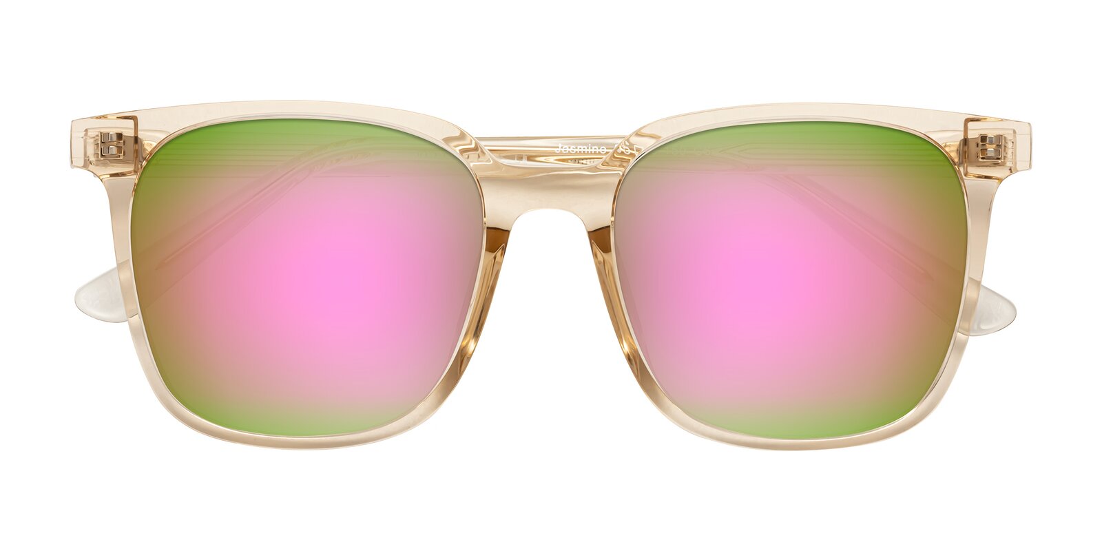 Champagne Oversized TR90 Square Mirrored Sunglasses with Pink Sunwear ...