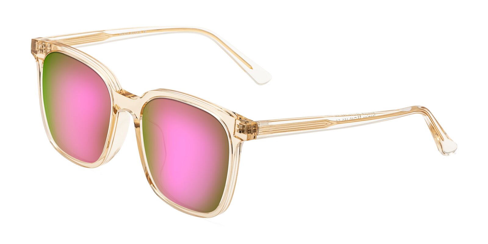 Champagne Oversized TR90 Square Mirrored Sunglasses with Pink Sunwear ...