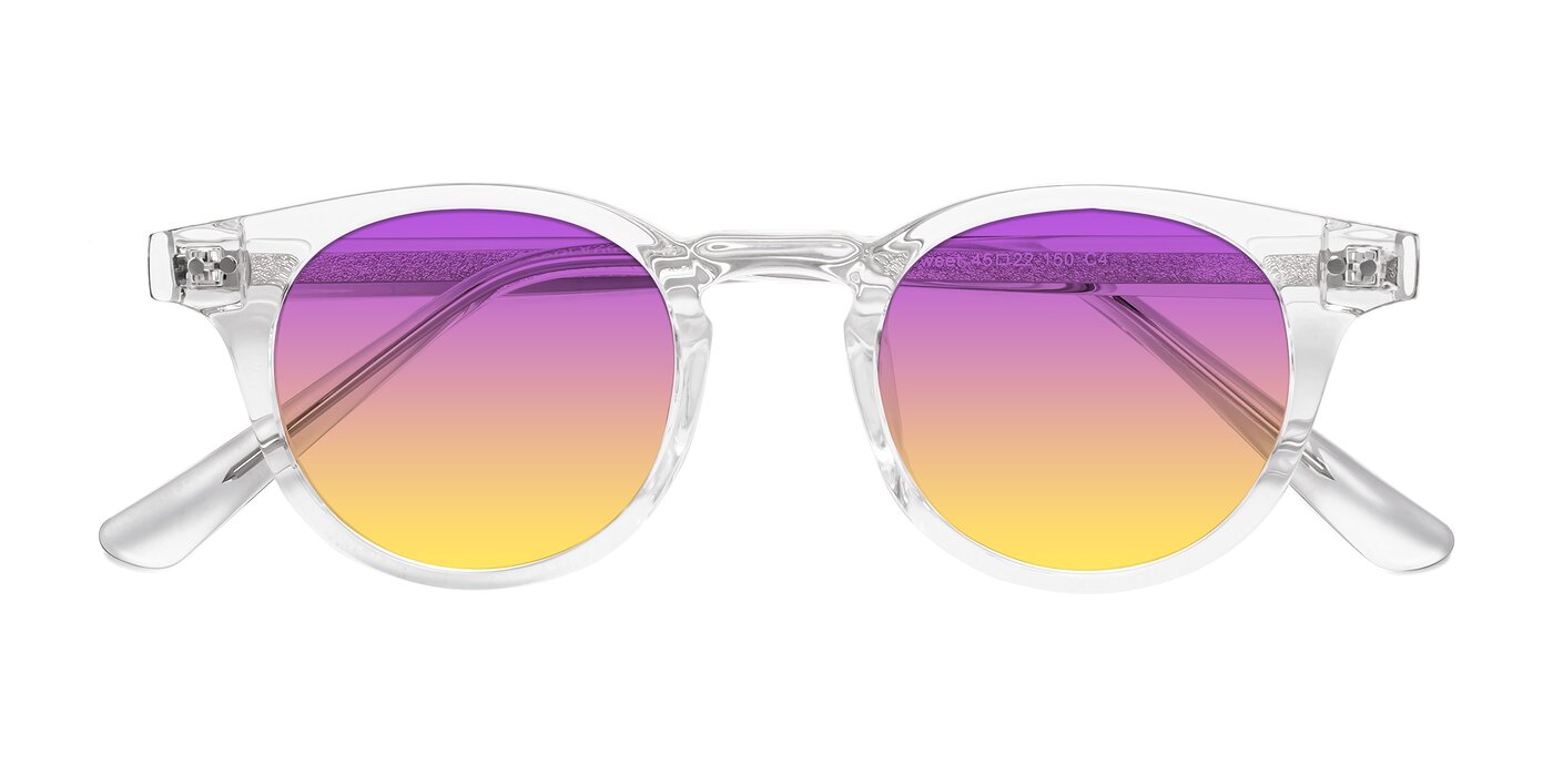 Clear Retro-Vintage Low Bridge Fit Round Gradient Sunglasses with ...