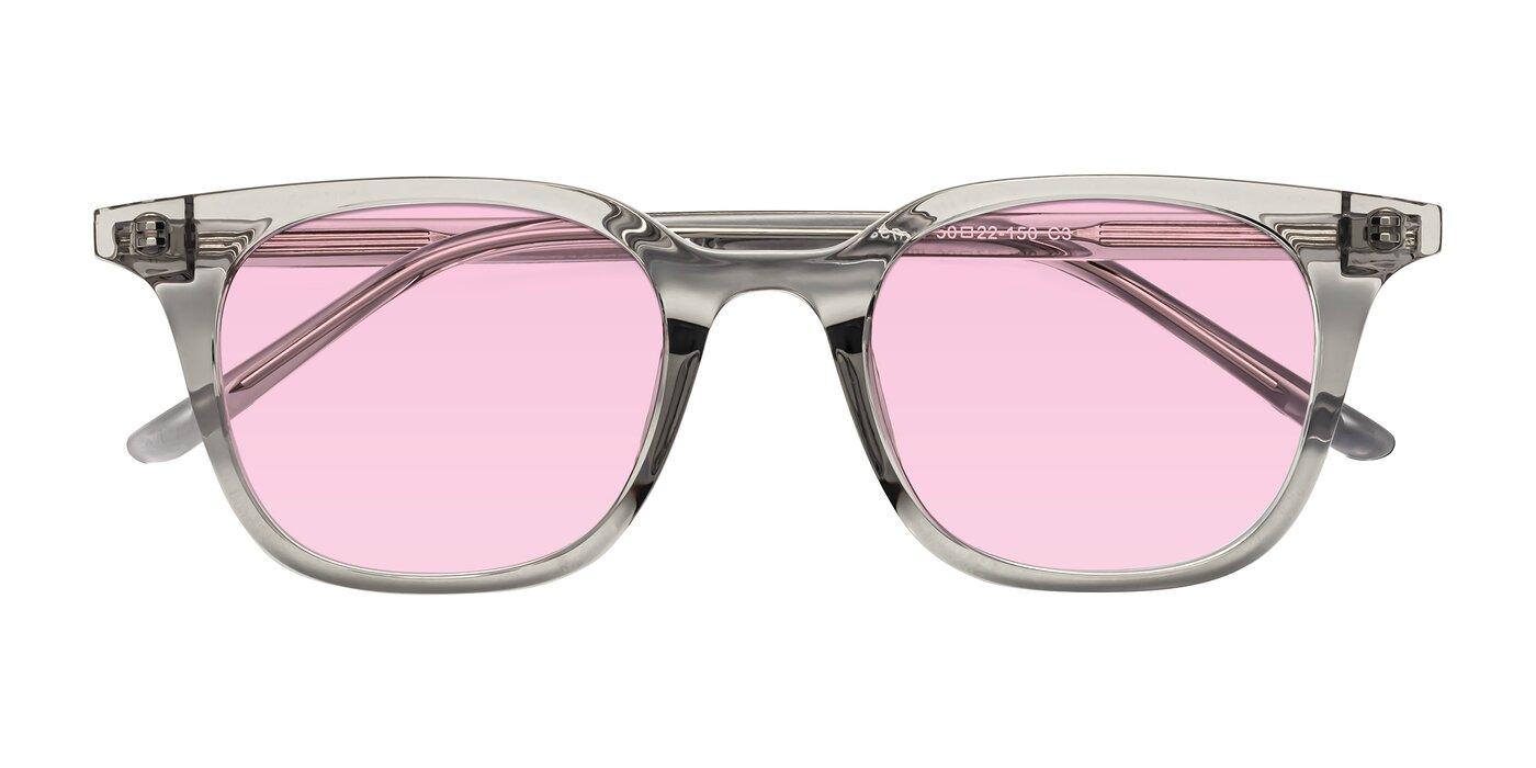Translucent Gray Low Bridge Fit TR90 Trapezoid Tinted Sunglasses with ...