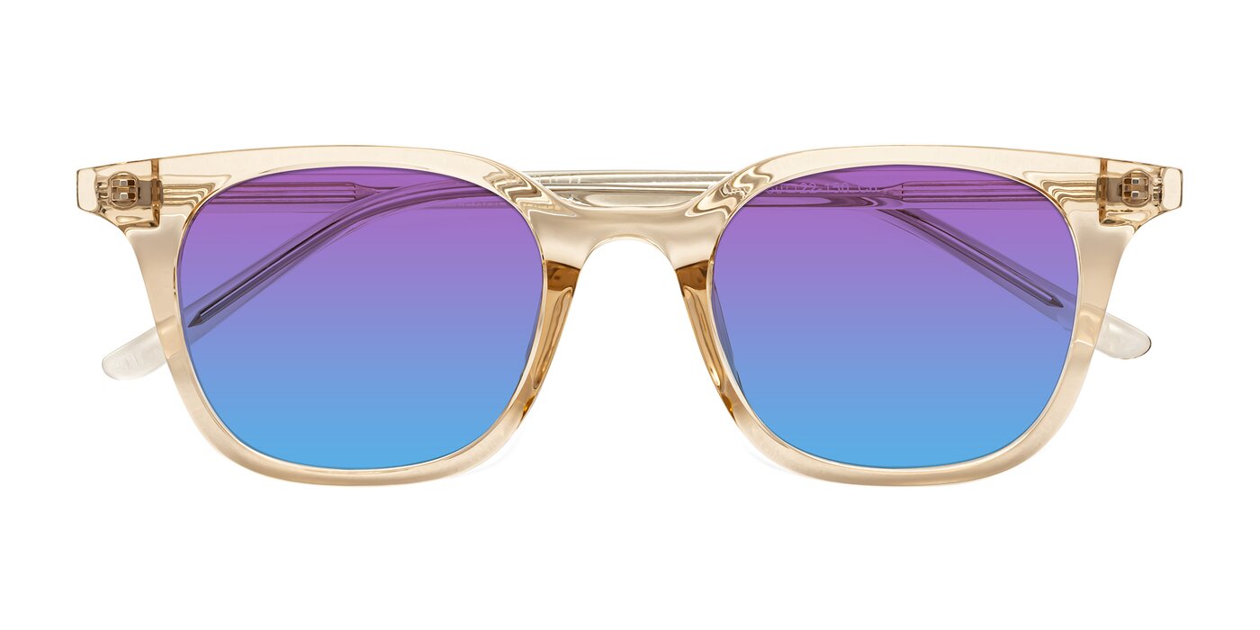 Champagne Low Bridge Fit TR90 Trapezoid Gradient Sunglasses with Purple ...