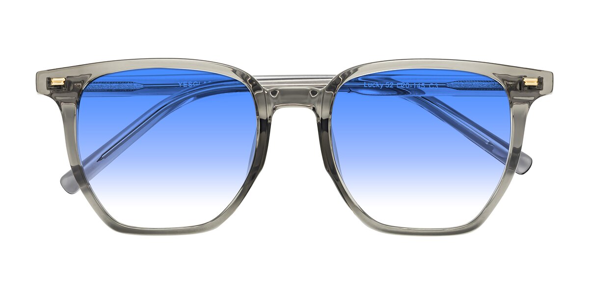 Translucent Gray Hipster Low Bridge Fit Geometric Gradient Sunglasses ...