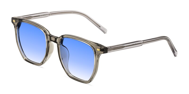 Translucent Gray Hipster Low Bridge Fit Geometric Gradient Sunglasses ...